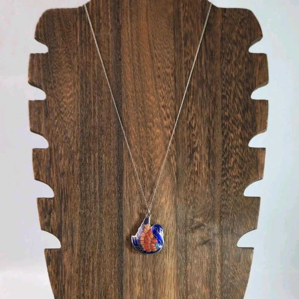 Swan | Jewelry | Vintage Cloisonne Swan Pendant Blue Enamel Bird Charm ...